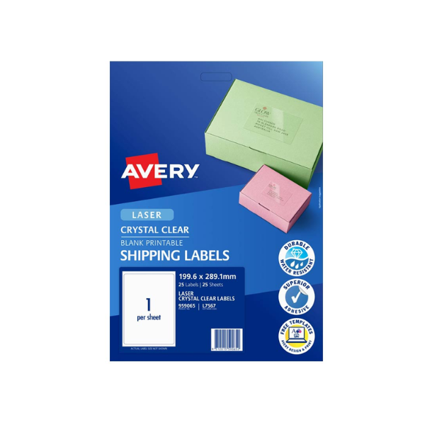 Avery Laser Label L7567-25 (Clear-Full Sheet/Shipping Label ...
